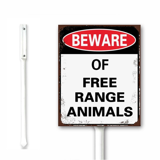 Beware of Free Range Animals Metal Sign Rustic Yard Sign With Stake 4.6 ...