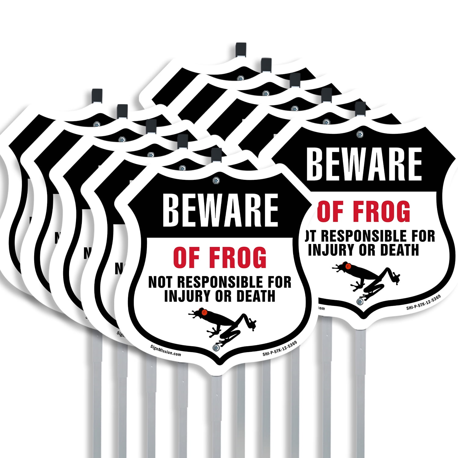 Beware Of Frogs Not Responsible For Injury Or Death (10 Pack) 12 inch X ...