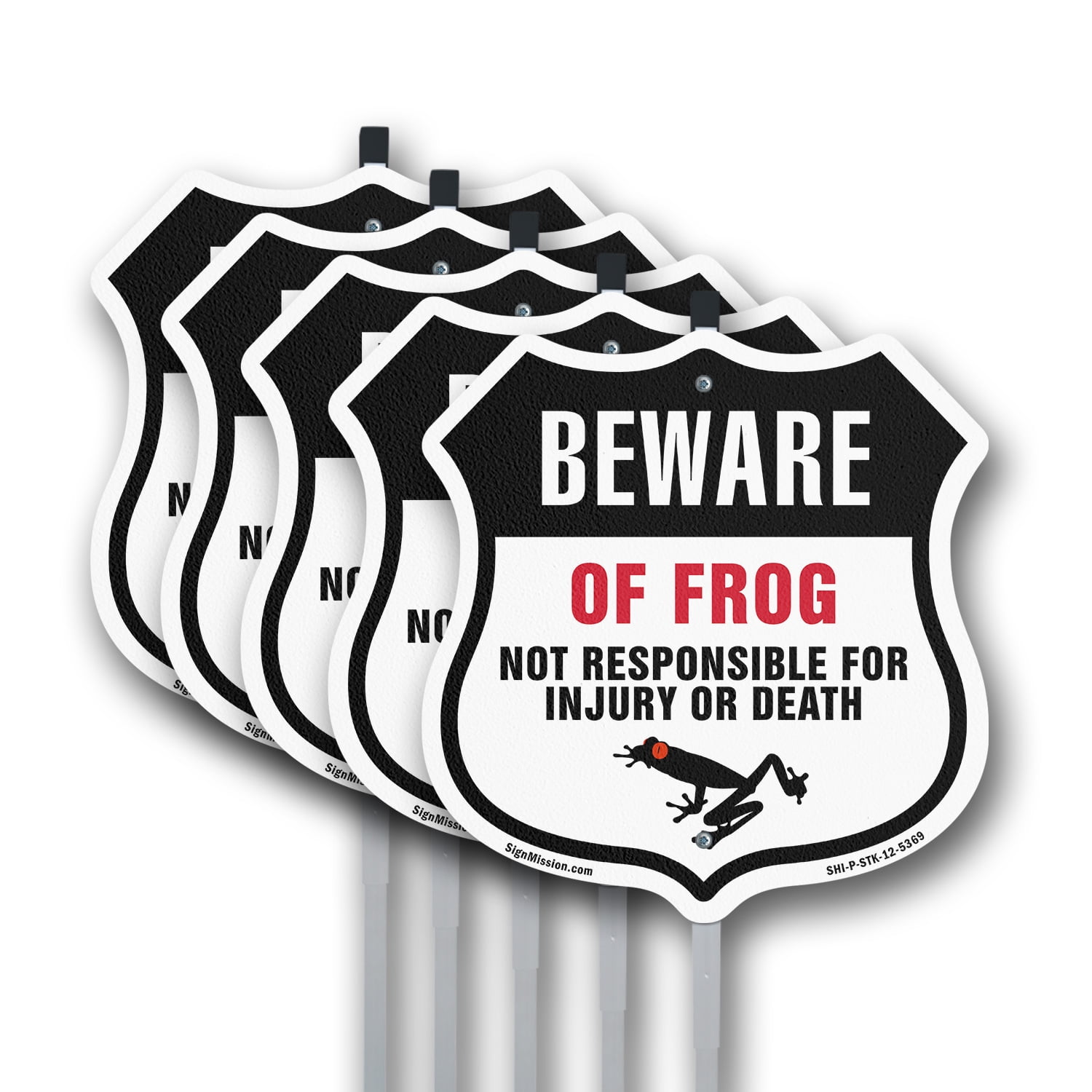 Beware Of Frogs Not Responsible For Injury Or Death (5 Pack) 12 inch X ...