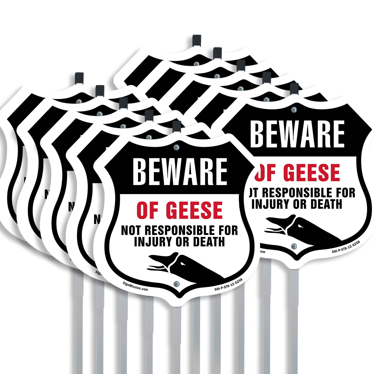 Beware Of Geese Not Responsible For Injury Or Death (10 Pack) 12 inch X ...