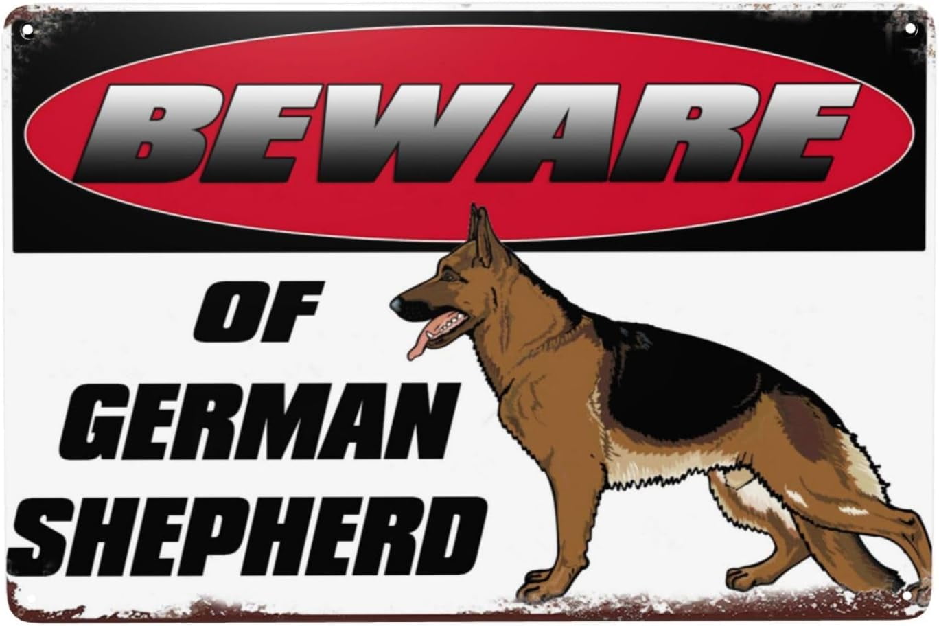 Beware German Shepherd Metal Tin Sign Warning Sign Safety Signs For ...