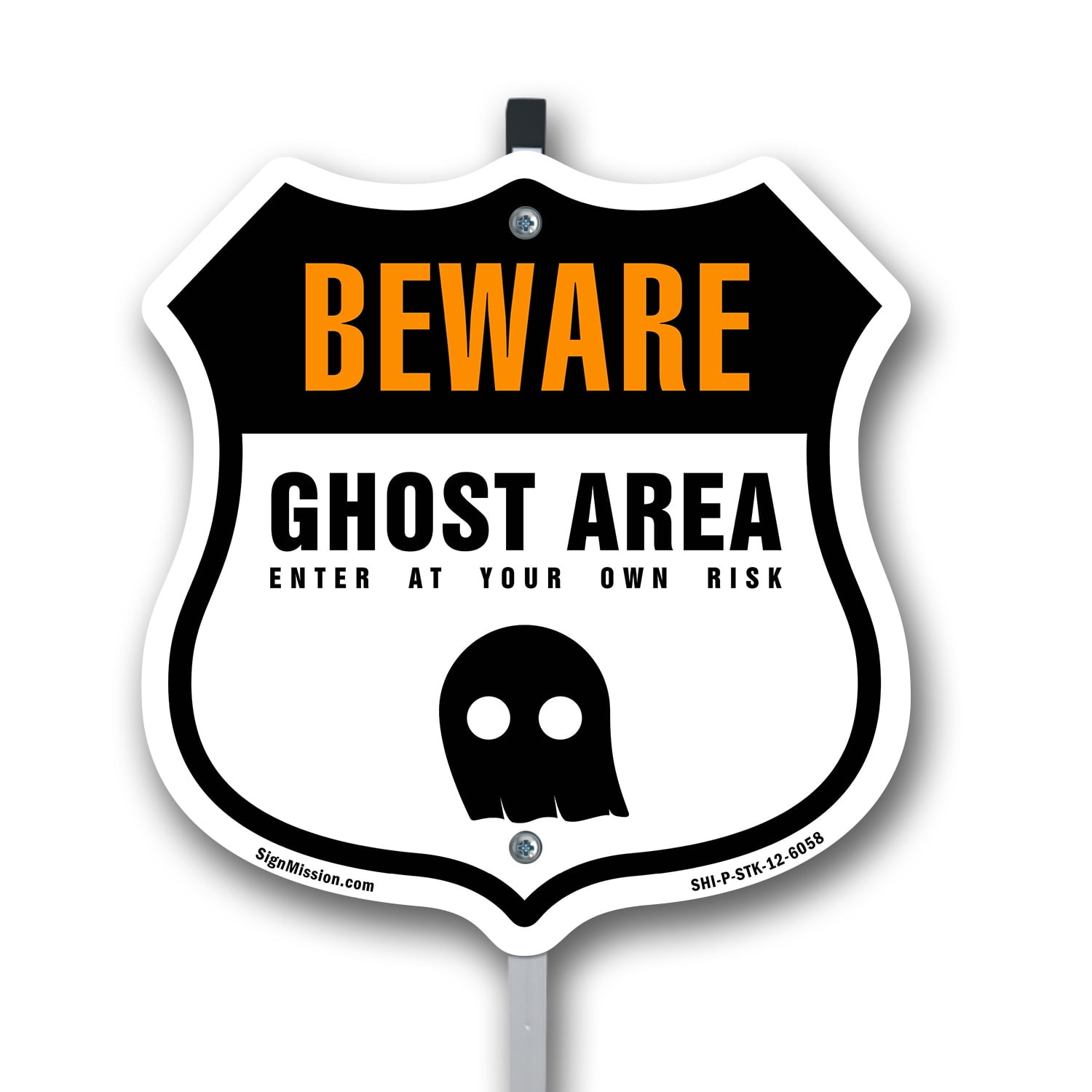 Beware Ghost Area Enter At Your Own Risk 12 inch X 12 inch Shield ...