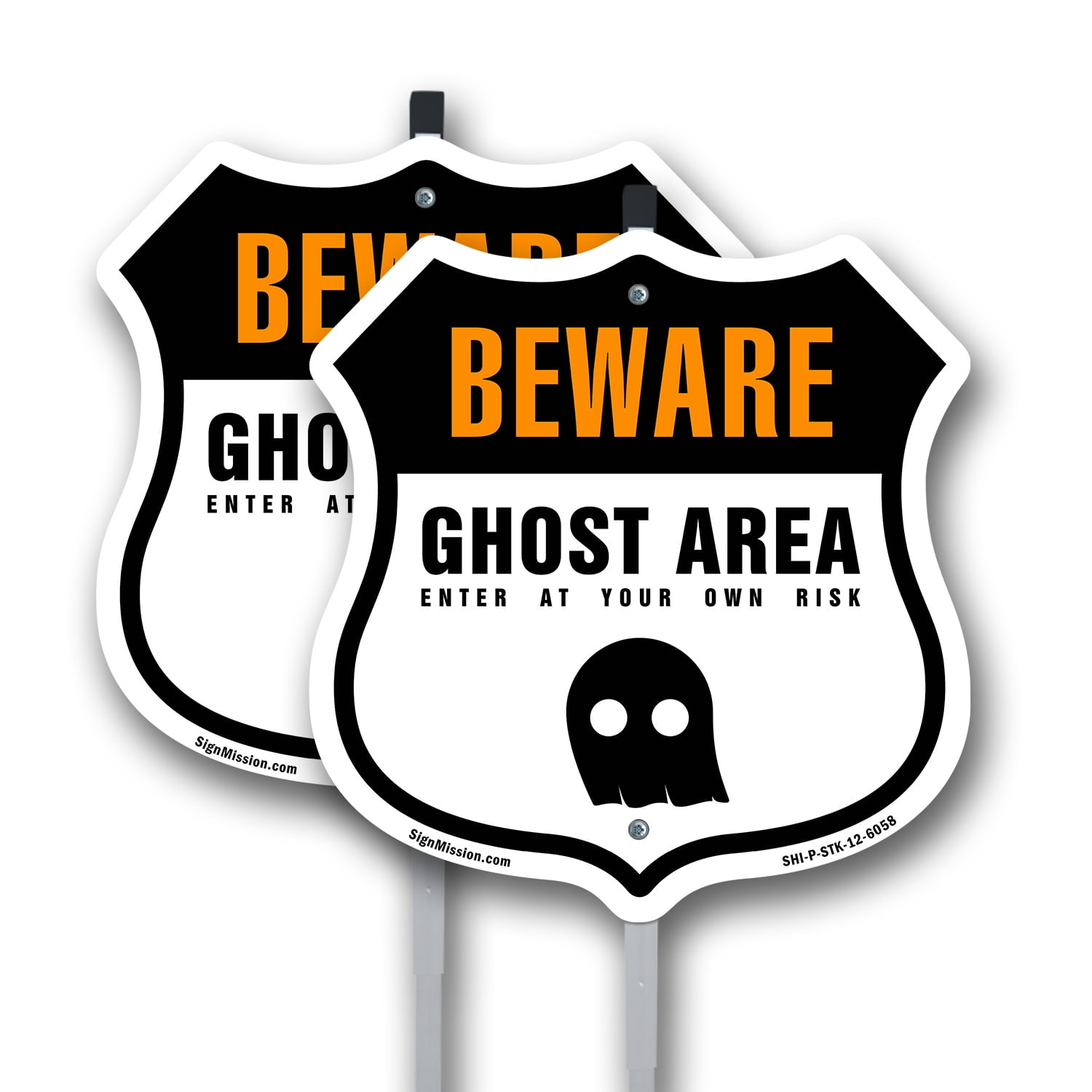 Beware Ghost Area Enter At Your Own Risk (2 Pack) 12 inch X 12 inch ...