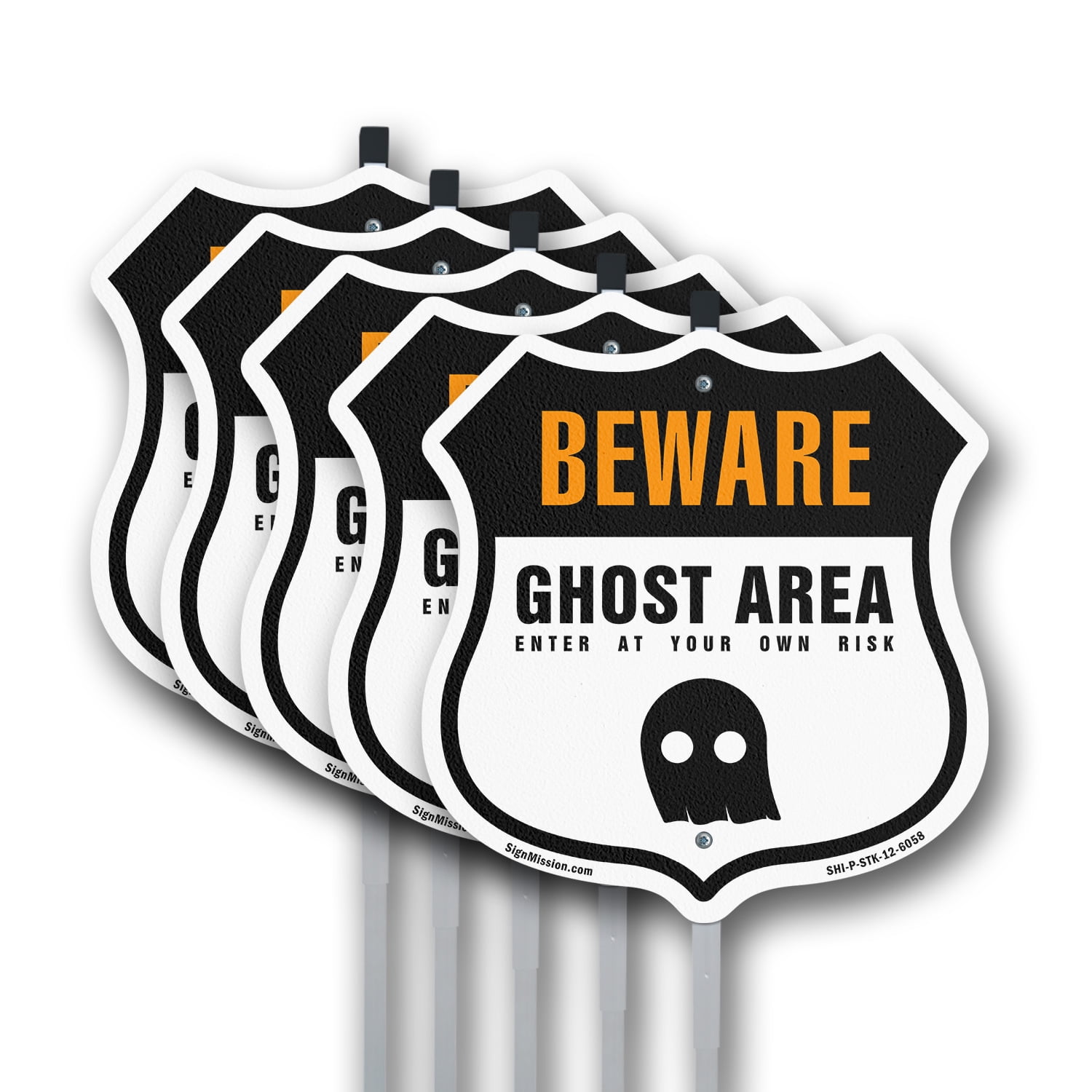 Beware Ghost Area Enter At Your Own Risk (5 Pack) 12 inch X 12 inch ...