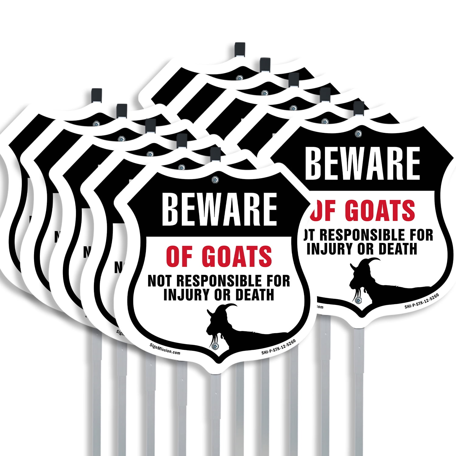Beware Of Goats Not Responsible For Injury Or Death (10 Pack) 12 inch X ...