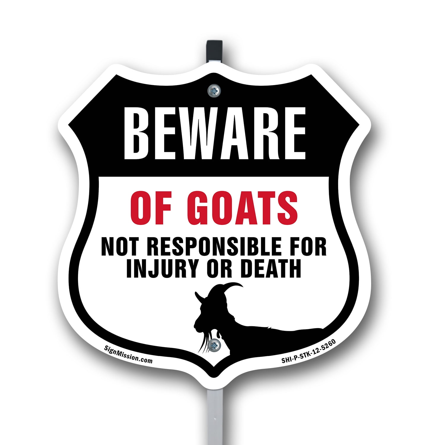 Beware Of Goats Not Responsible For Injury Or Death 12 inch X 12 inch ...