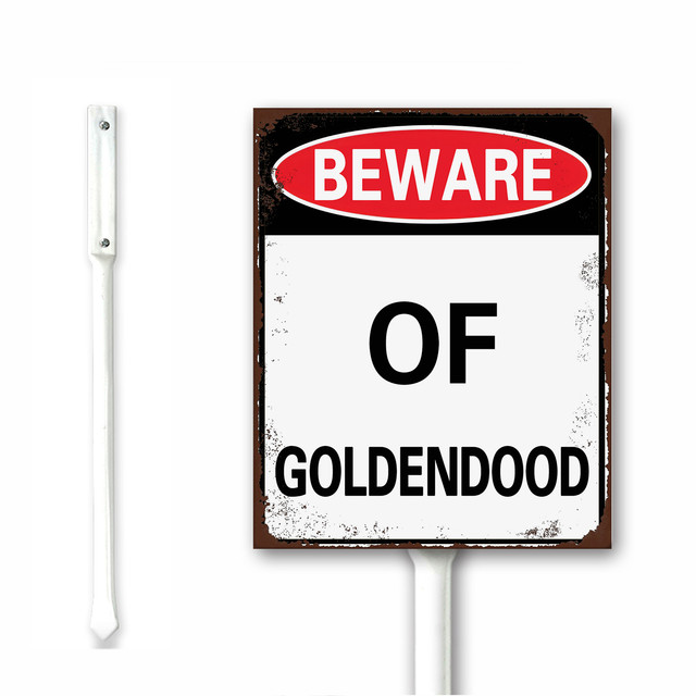 Beware of Goldendoodle Metal Sign Rustic Yard Sign With Stake 4.6 x 6 ...