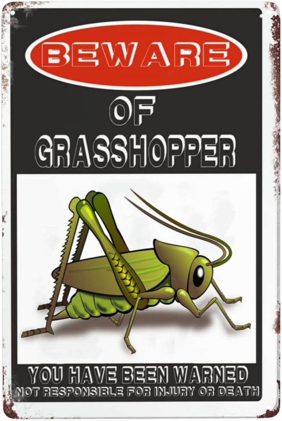 Beware Of Grasshopper Sign,12"X 8" Rust Free Beware Of Grasshopper ...