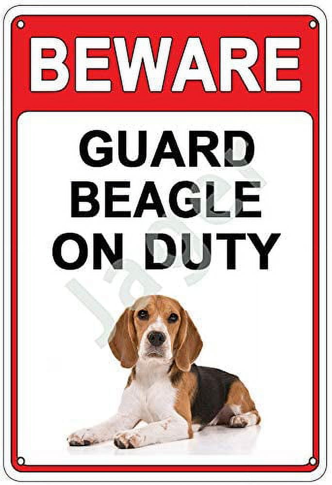 Beware Guard Beagle On Duty Retro Metal Decor Wall Plaque Vintage Tin ...