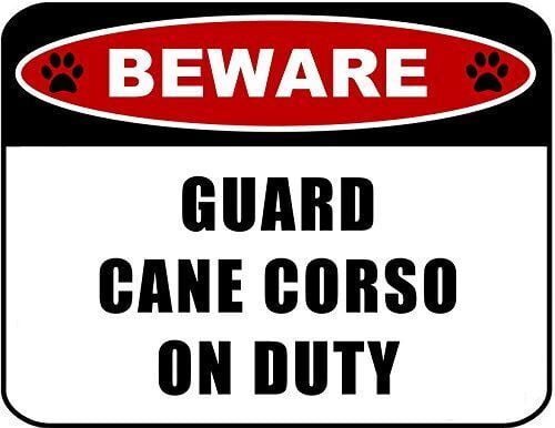 Beware Guard Cane Corso on Duty Dog Metal Aluminum Sign Size: 16 x 12 ...