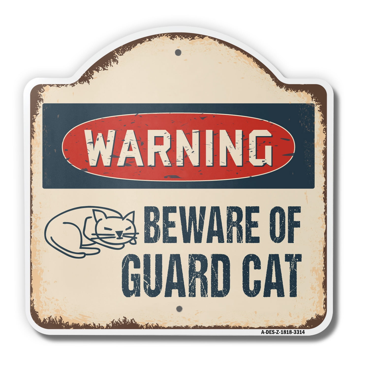 Beware Of Guard Cat 18" X 18" Heavy-Gauge Aluminum Architectural Sign ...
