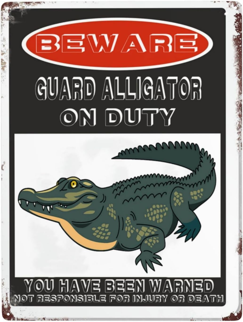 Beware Guard Duck On Duty Metal Sign Warning Sign Safety Signs For Home ...