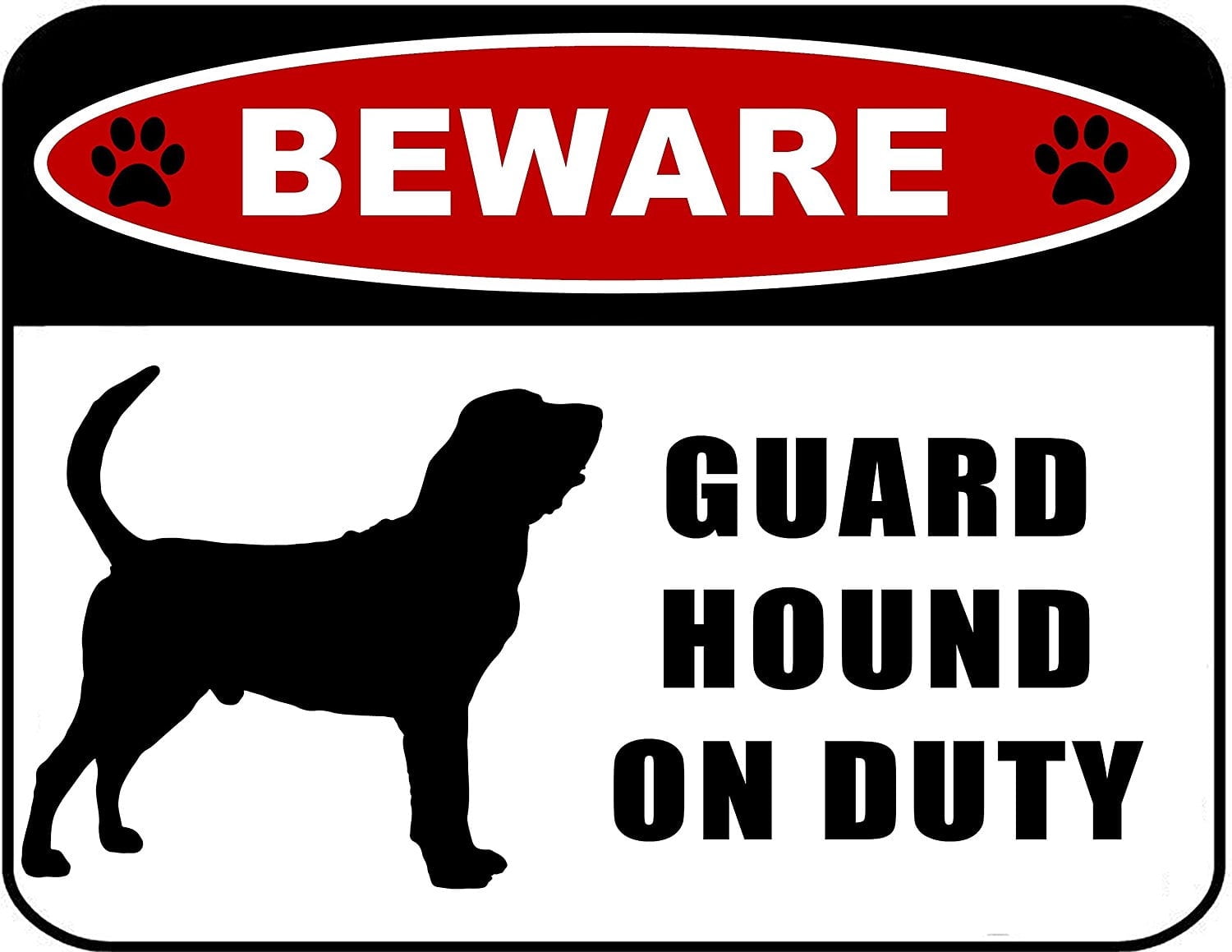 Beware Guard Hound (silhouette) on Duty 11.5 inch x 9 inch Laminated ...