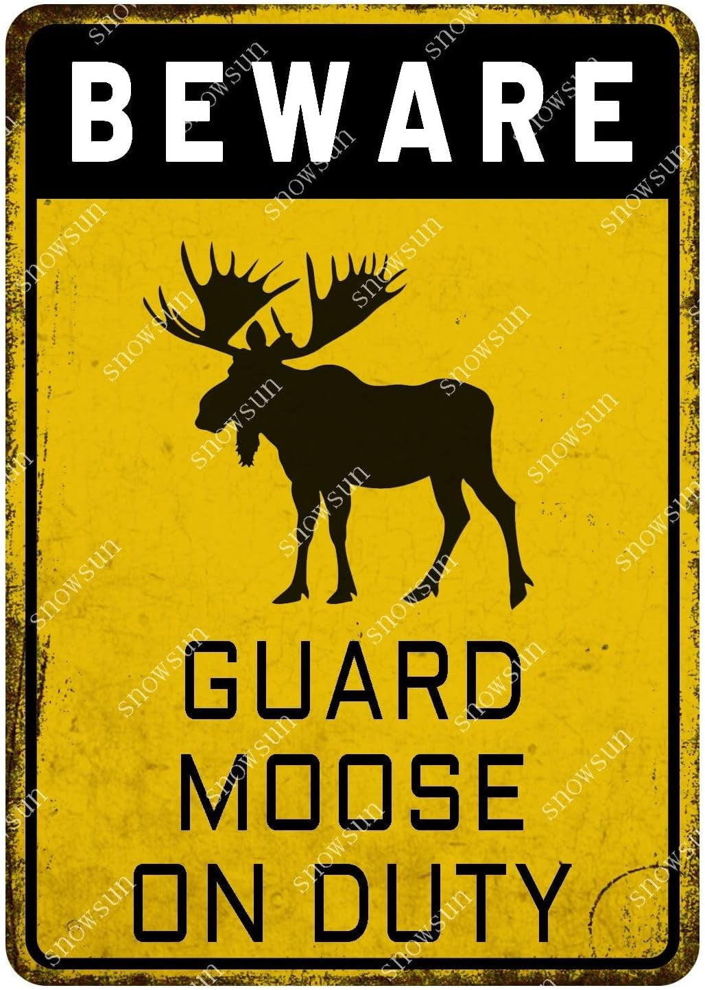 Beware Guard Moose on Duty Funny Metal Signs Vintage Tin Sign for Home ...