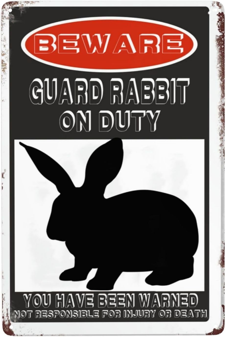 Beware Guard Rabbit On Duty Metal Sign Warning Sign Safety Signs For ...