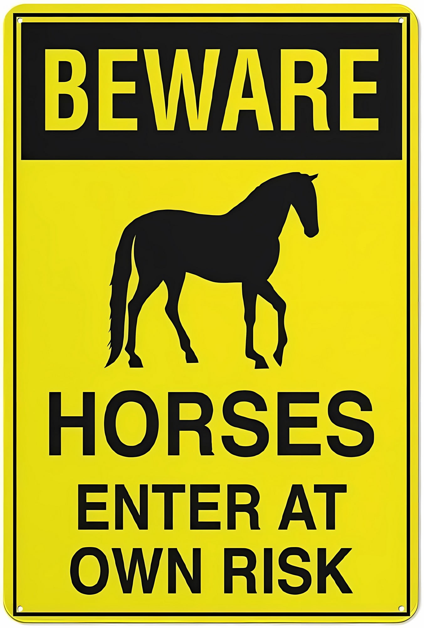 Beware Horses Enter At Own Risk 8"x12" Tin Warning Metal Sign, Vintage ...