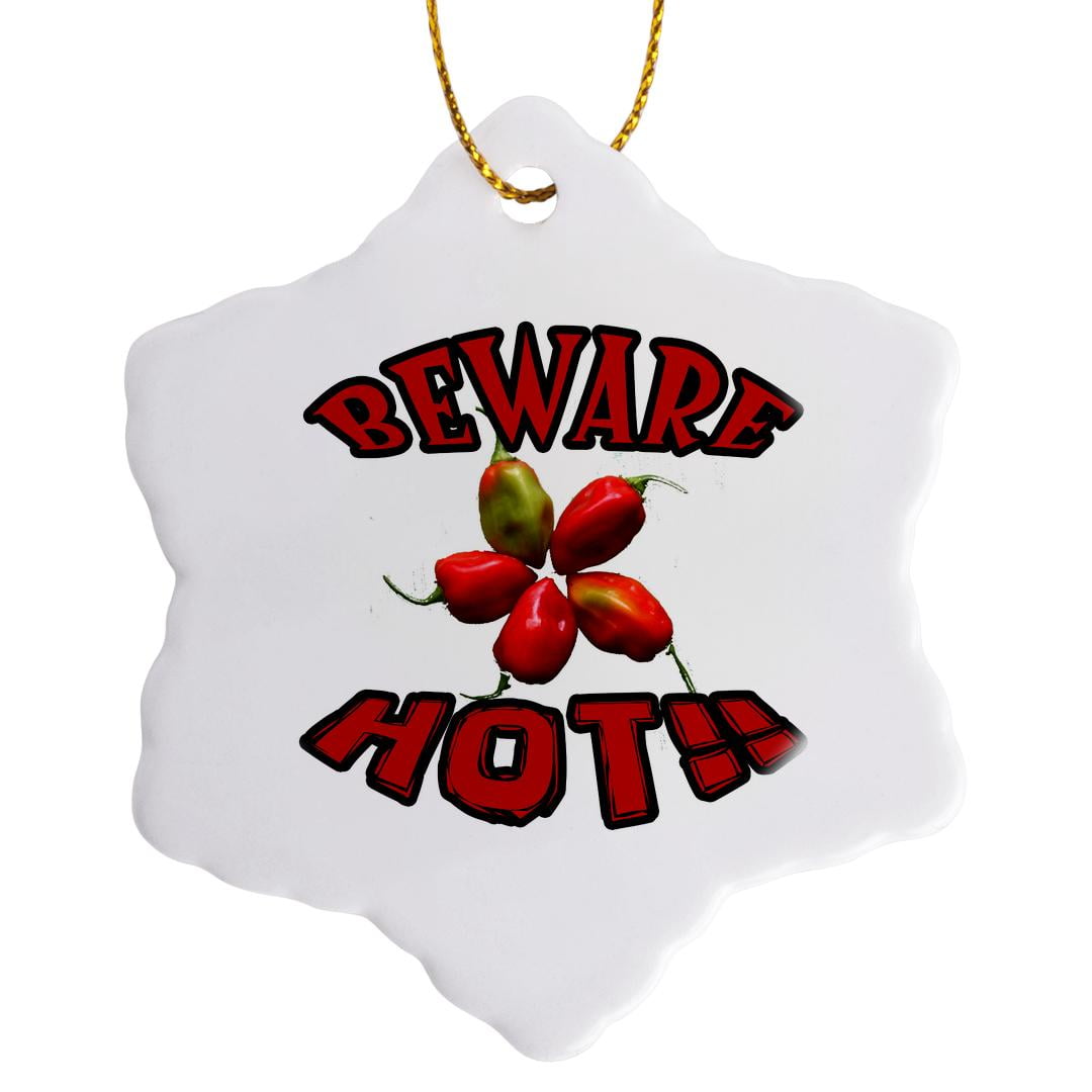 3drose, Beware Hot Five Habanero Peppers Star, 3 inch Snowflake ...
