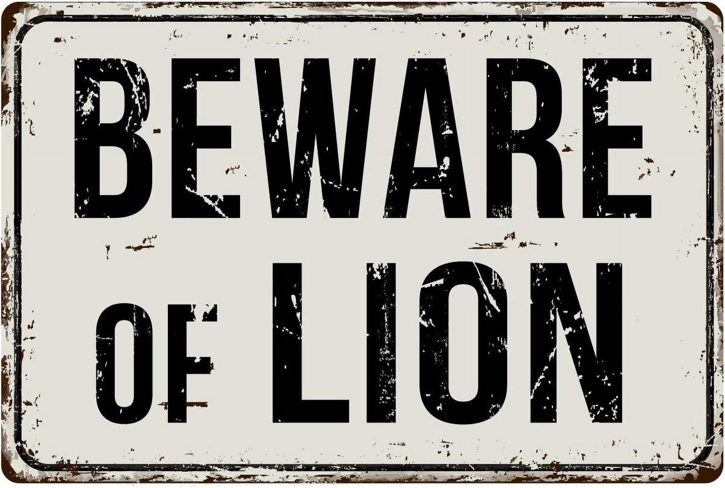 Beware of Lion Metal Tin Signs-Metal Tin Exquisite Wall Art Decor ...