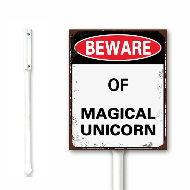 Beware of Magical Unicorn Metal Sign Rustic Yard Sign With Stake 7 x 8. ...