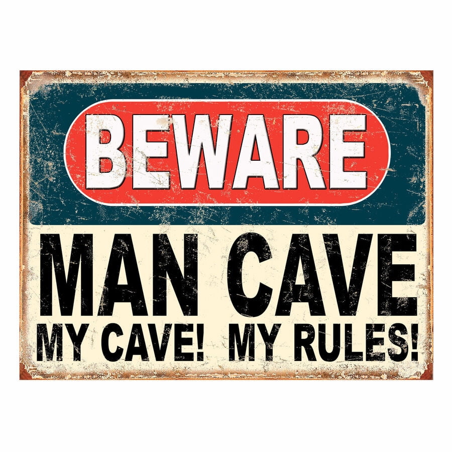 Beware Man Cave My Cave! My Rules! funny retro metal aluminium sign ...