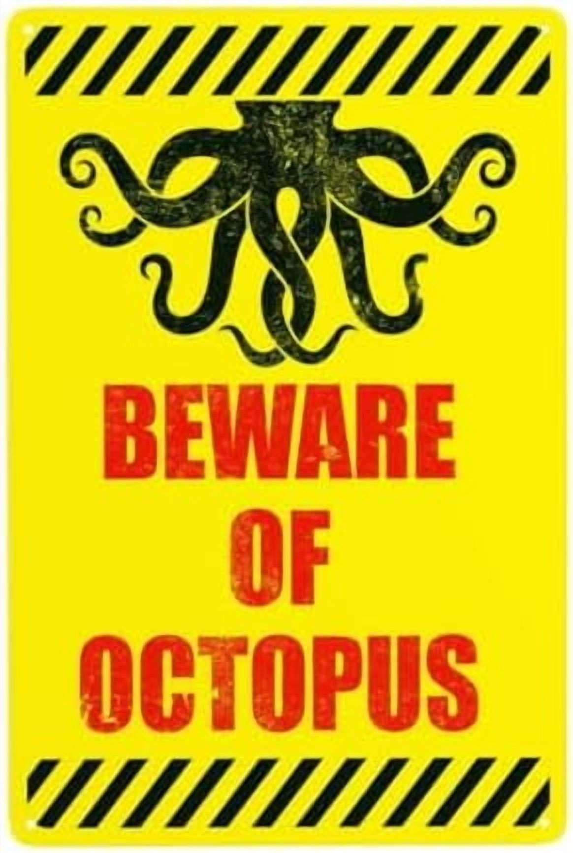 Beware of Octopus Pool Warning Sign, Pool Rules Security Metal Signs ...