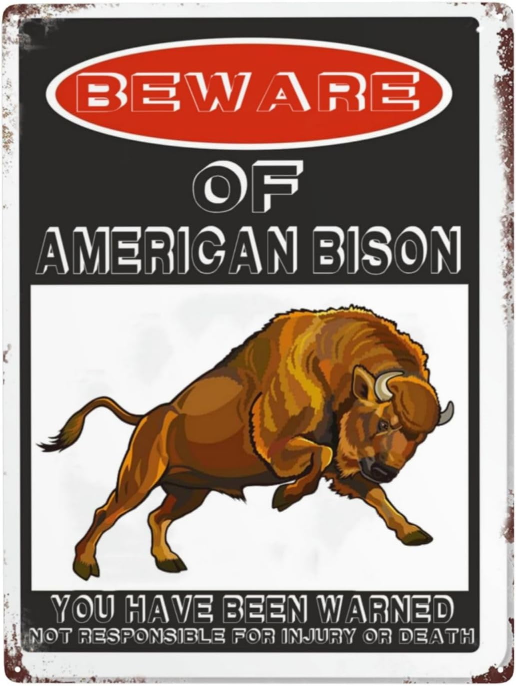 Beware Of American Bison Metal Sign Warning Sign Safety Signs For Home ...