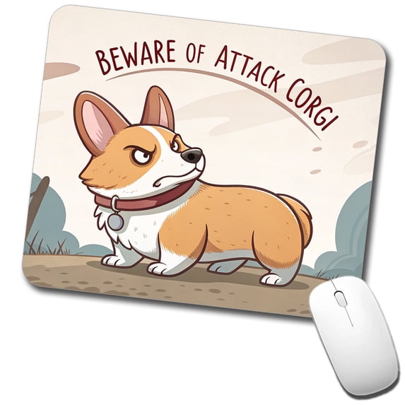 Beware Of Attack Corgi Dog Funny Mouse Pad Low Profile Gaming Mat ...