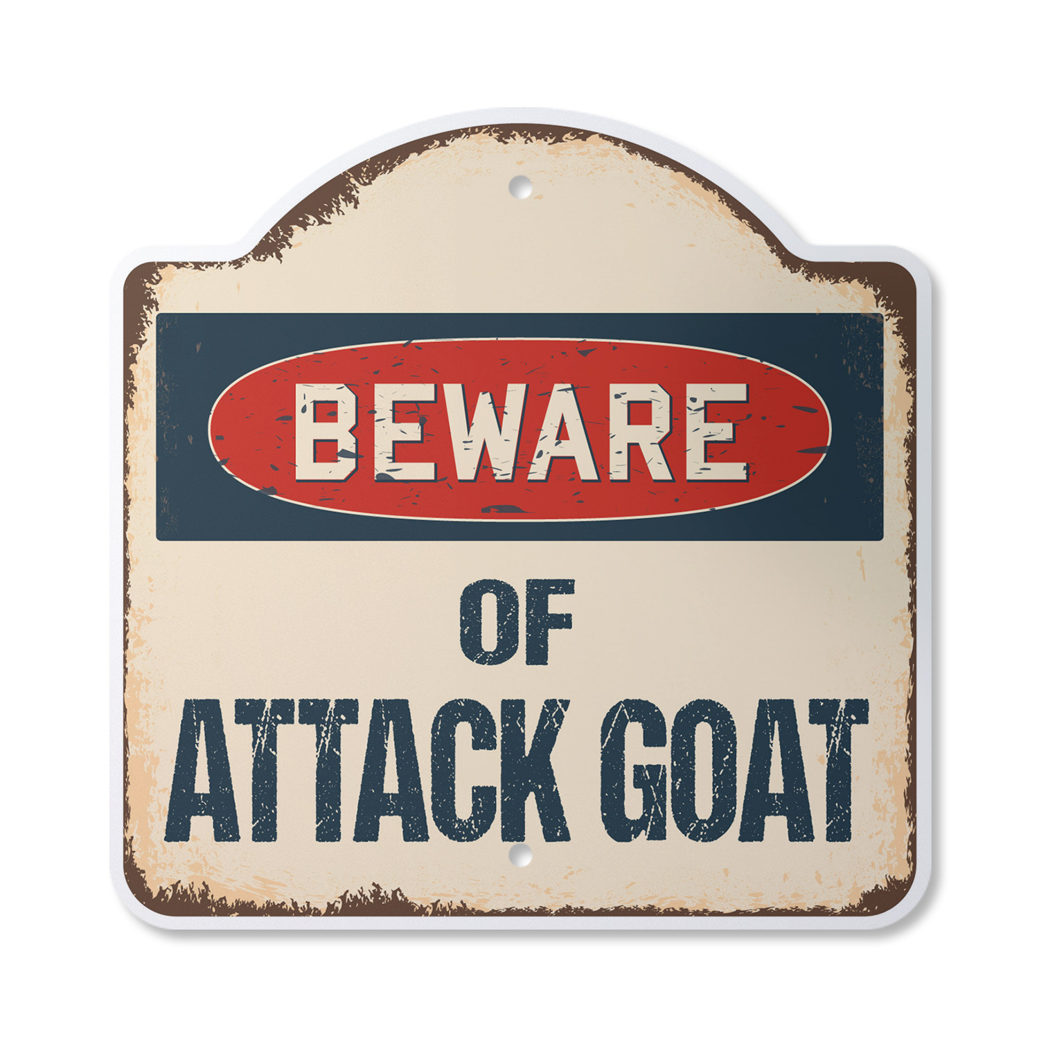 Beware Of Attack Goat 14" X 14" Sign | Indoor/Outdoor Plastic ...