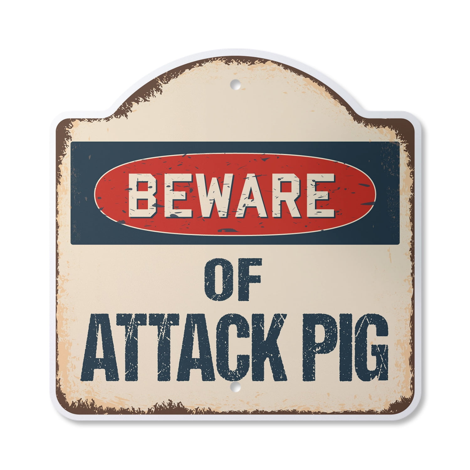 Beware Of Attack Pig 10” x 10” Sign | Indoor/Outdoor Plastic ...