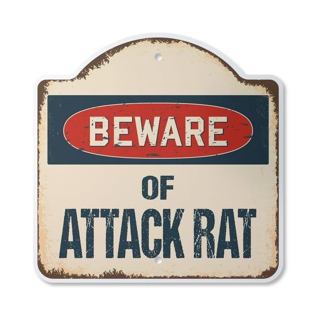 Beware Of Attack Rat 14" X 14" Sign | Indoor/Outdoor Plastic ...