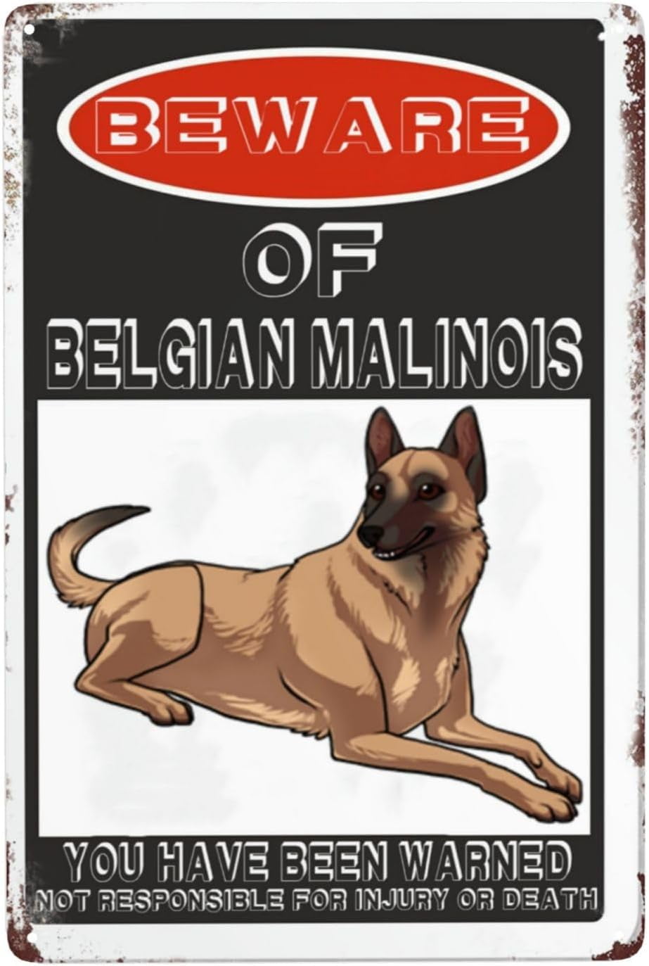 Beware Of Belgian Malinois Funny Tin Signs Wall Decor Man Cave Garage ...