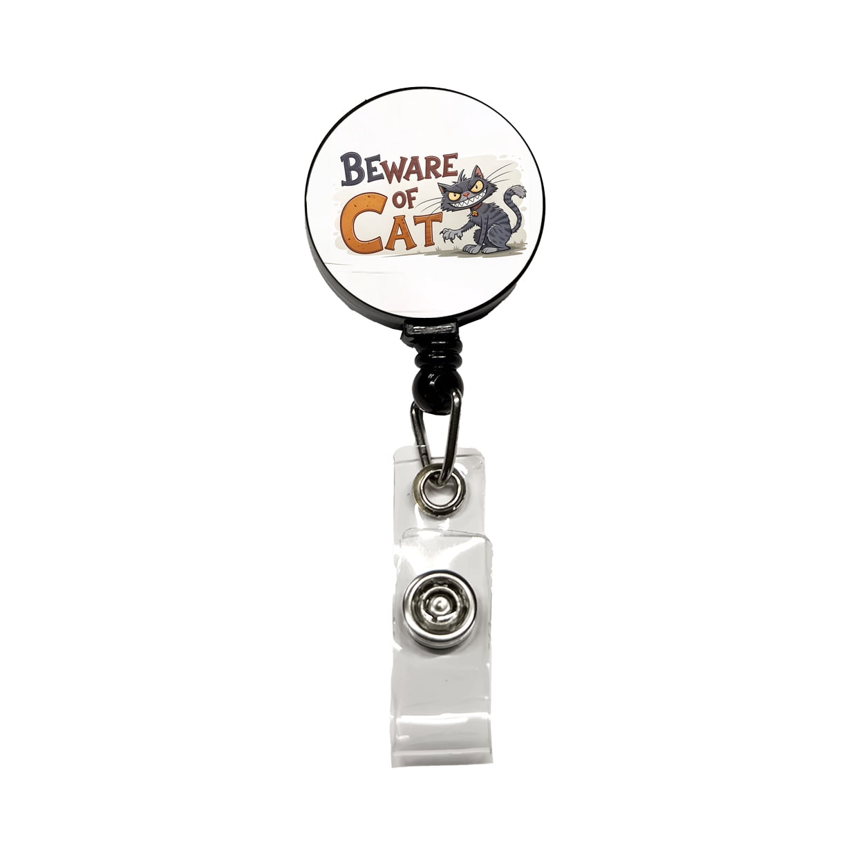 Beware Of Cat Funny Retractable Reel ID Badge Key Card Name Tag Holder ...