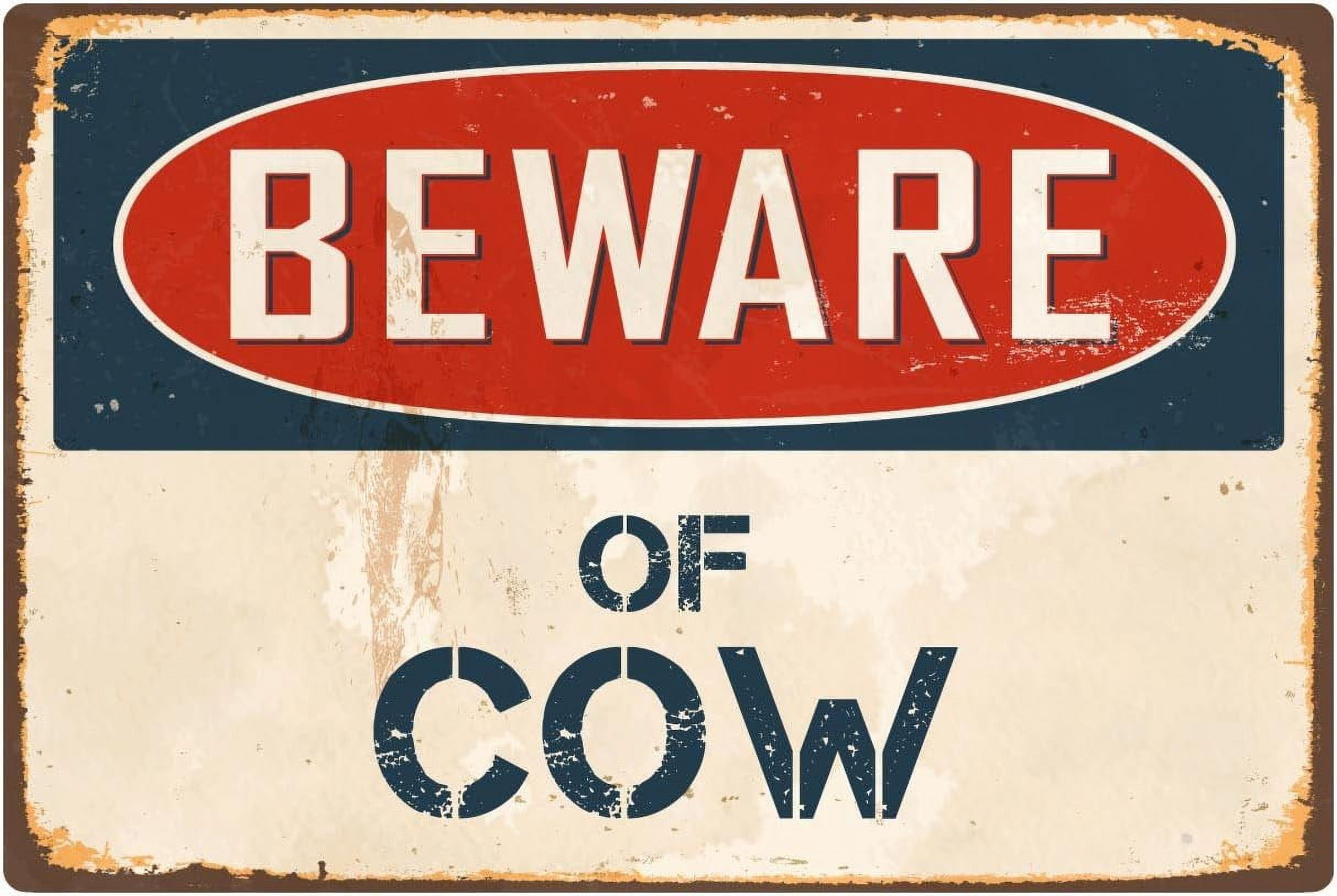 Beware Of Cow 1 8” x 12” Vintage Aluminum Retro Metal Sign VS124 ...