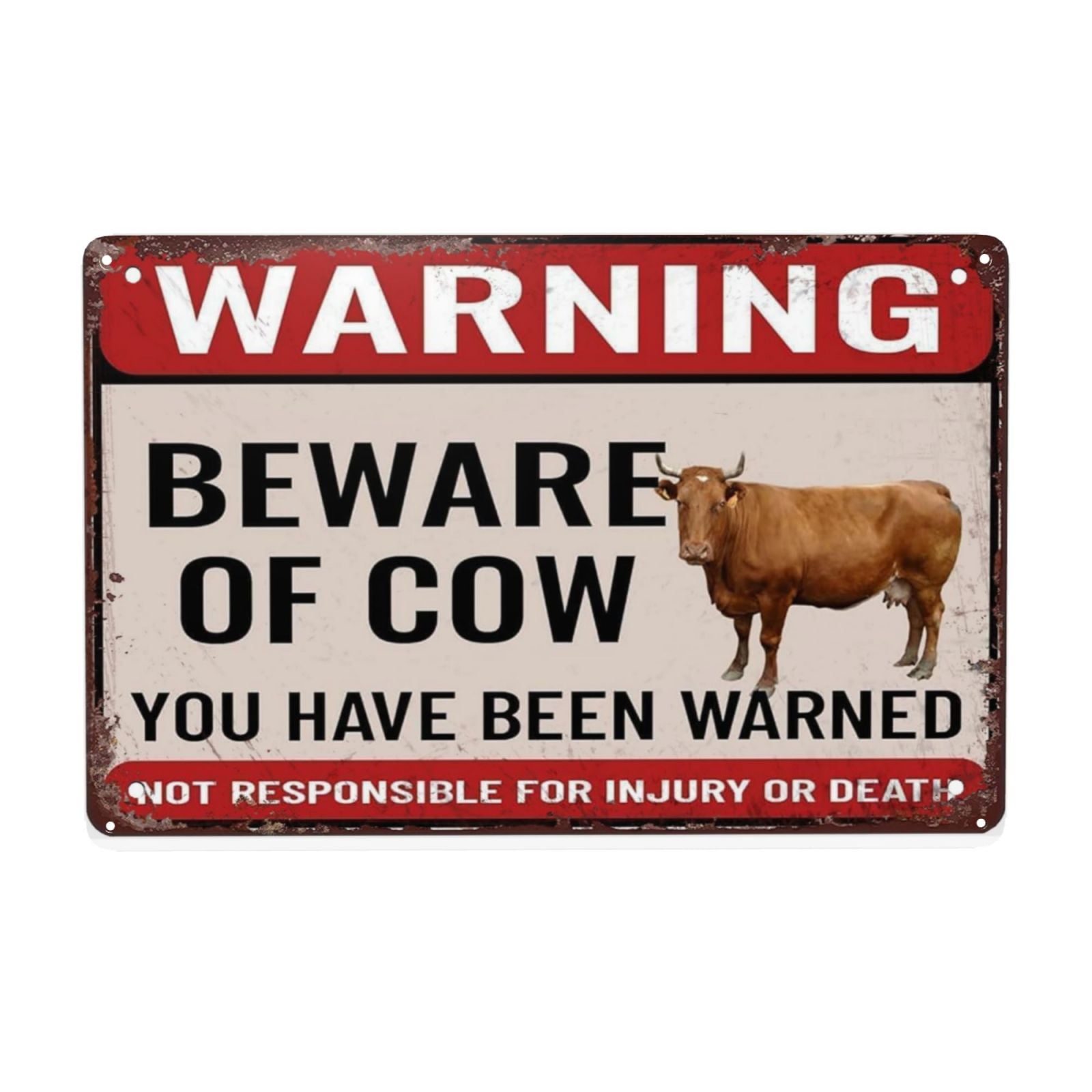Beware Of Cow Vintage Metal Aluminum Tin Sign Door Signs Exterior Home ...