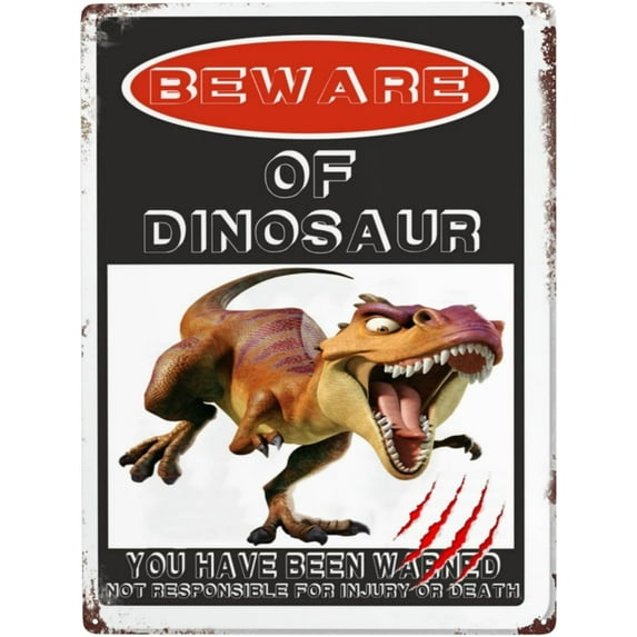 Beware Of Dinosaur Sign,12"X 17.2" Rust Free Beware Of Dinosaur Warning ...