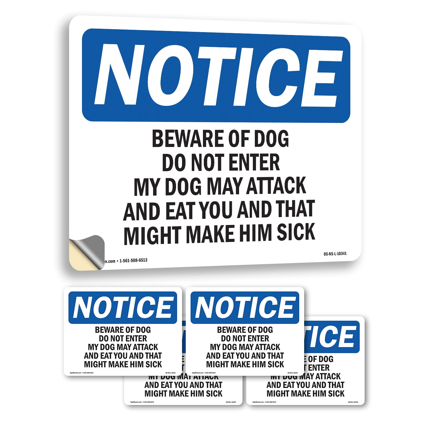 Beware Of Dog Do Not Enter My Dog May Attack OSHA Notice Vinyl Decal ...