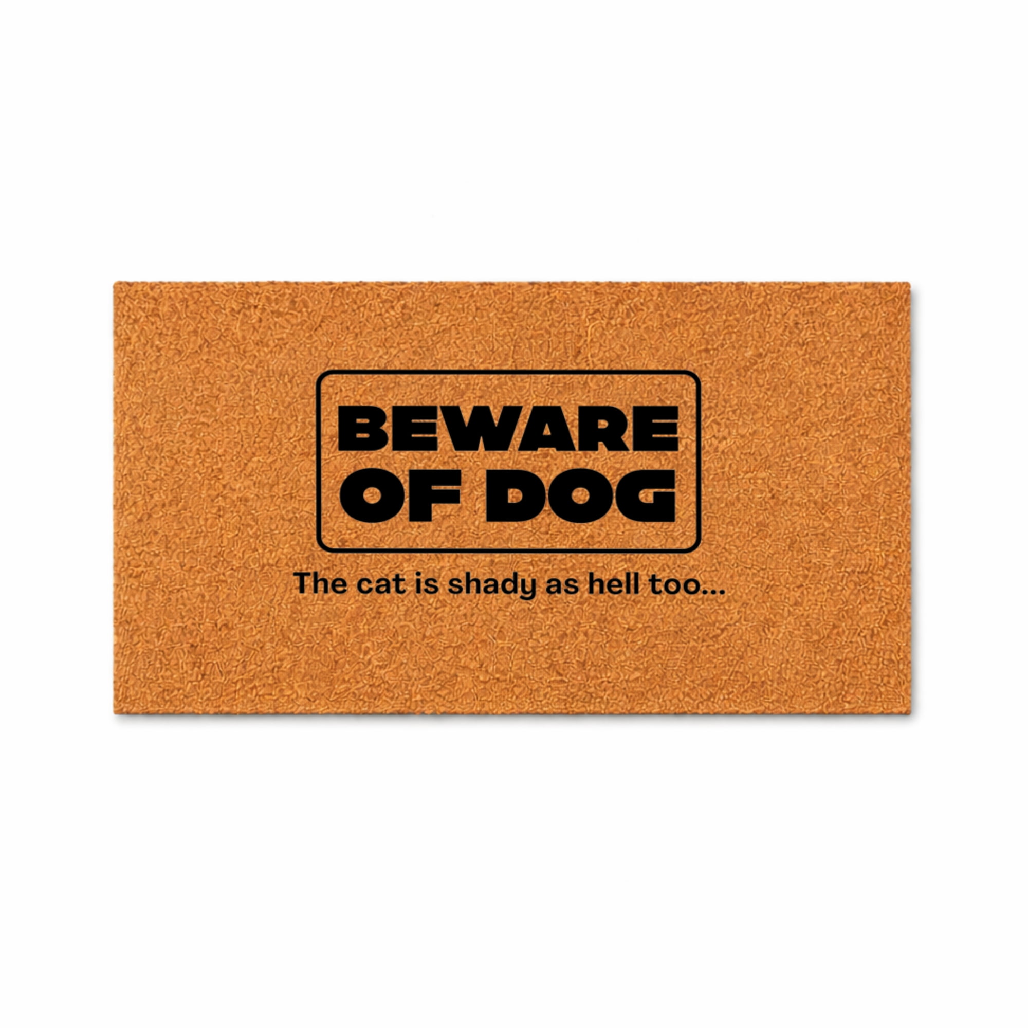 Beware Of Dog Doormat, The Cat Is Shady As Hell Too, Funny Pet Welcome ...