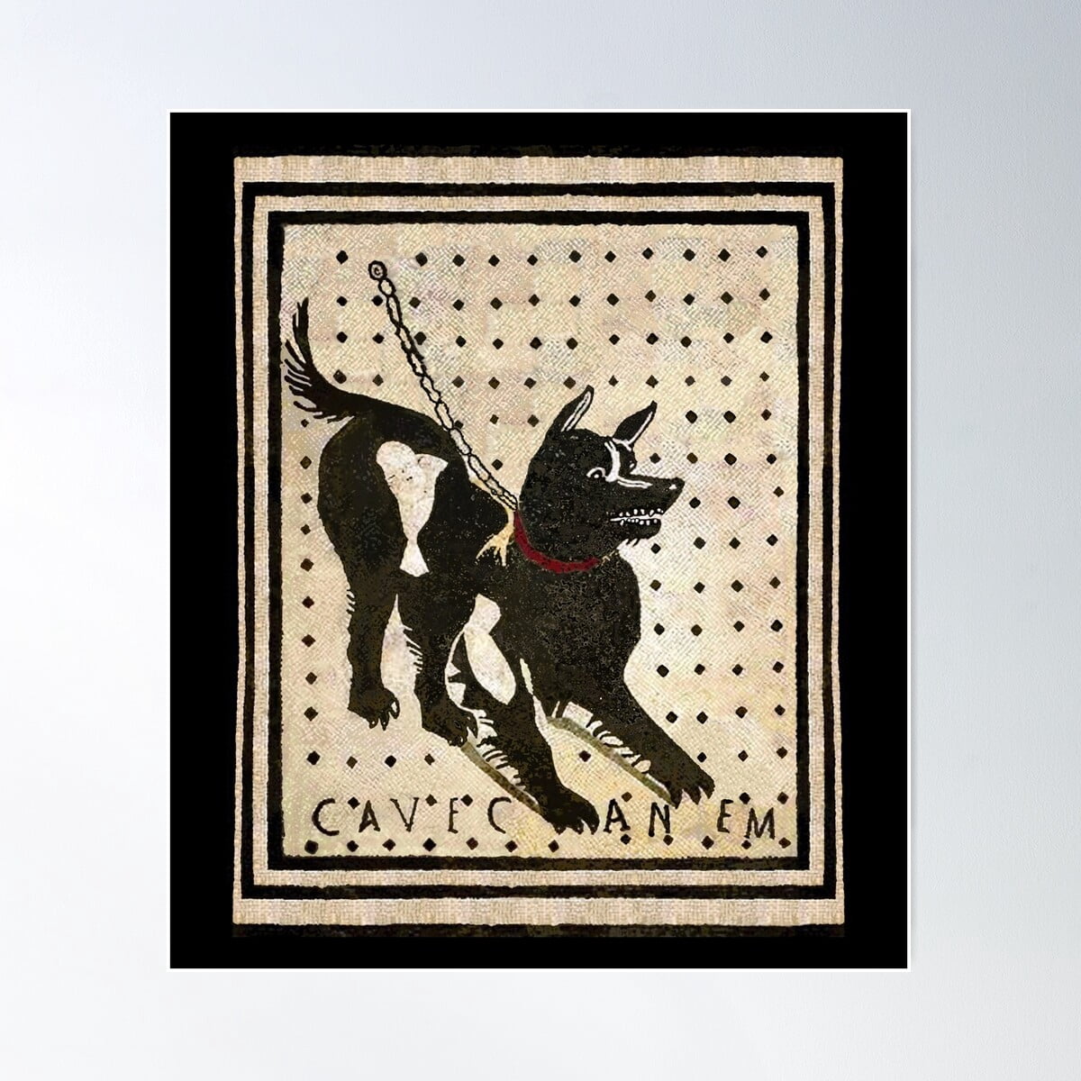 Beware Of Dog ( Pompeii Dog Mosaic ) Poster Wall Art Modern Wall Decor ...