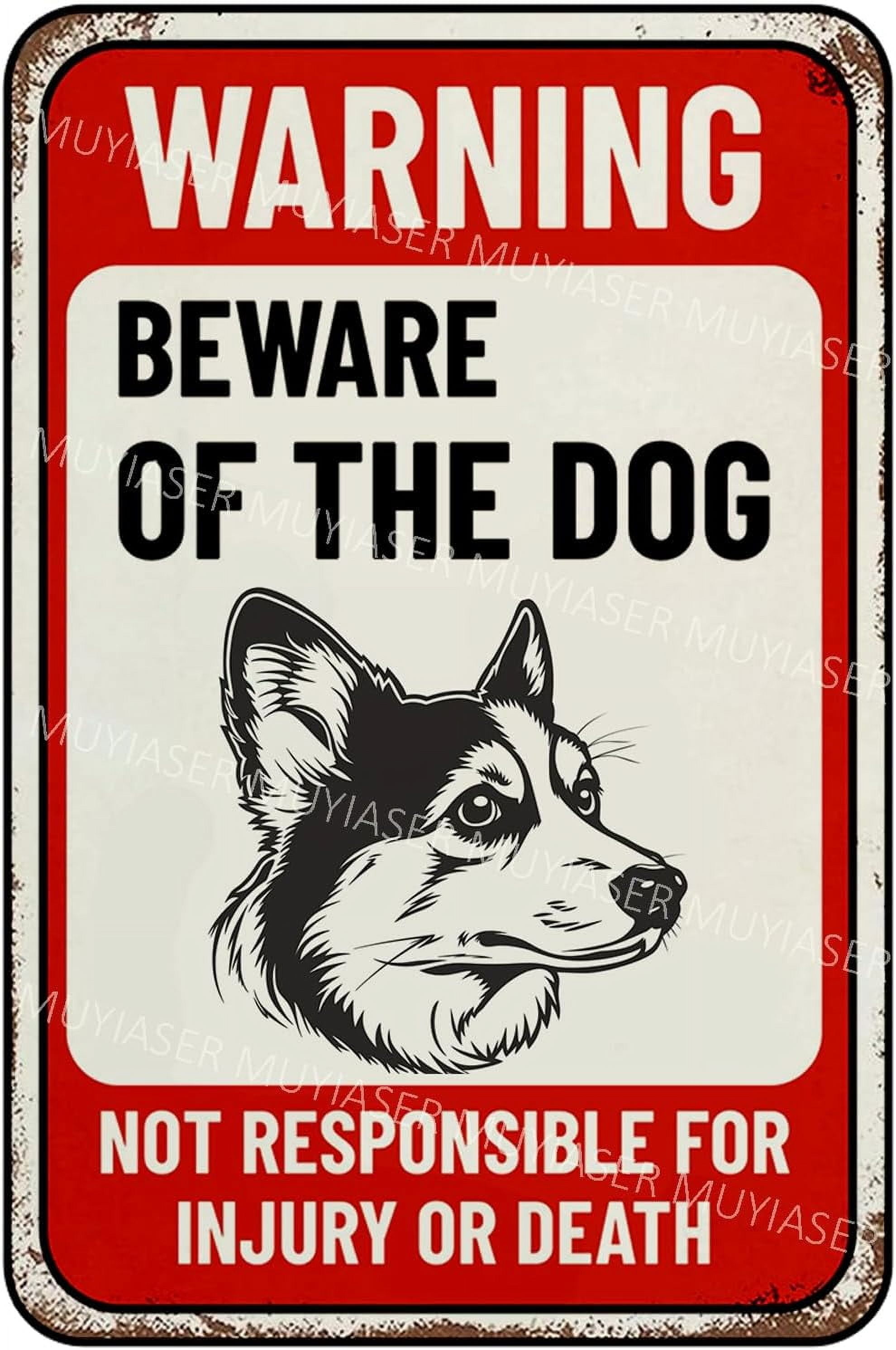 Beware Of Dog Sign Corgi Warning Sign Metal Tin Signs Outdoor Yard Sign ...