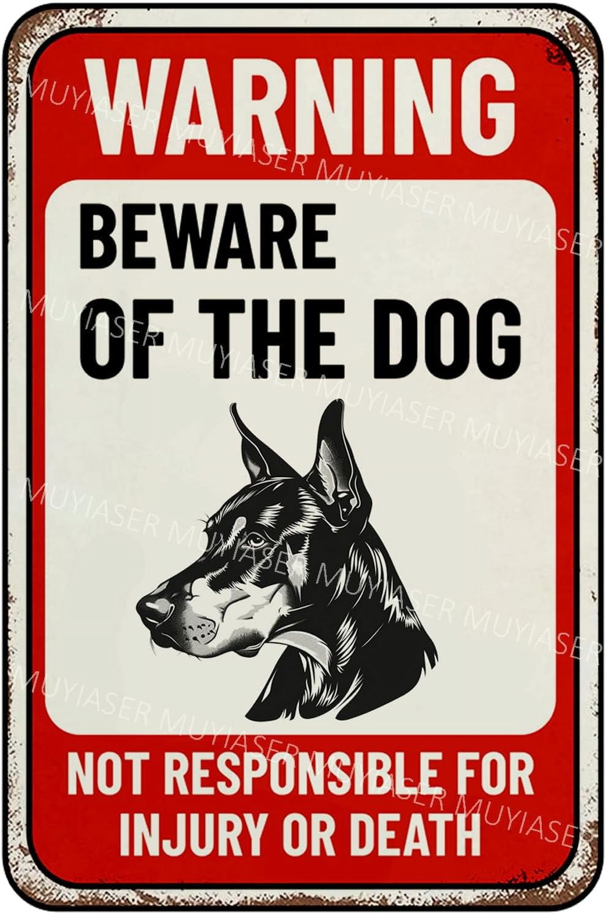 Beware Of Dog Sign Doberman Warning Sign Metal Tin Signs Outdoor Yard ...