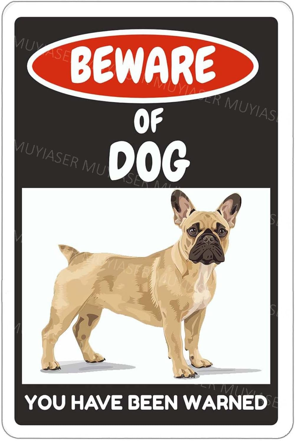 Beware Of Dog Sign Frenchie You Have Been Warned Metal Tin Signs Door ...