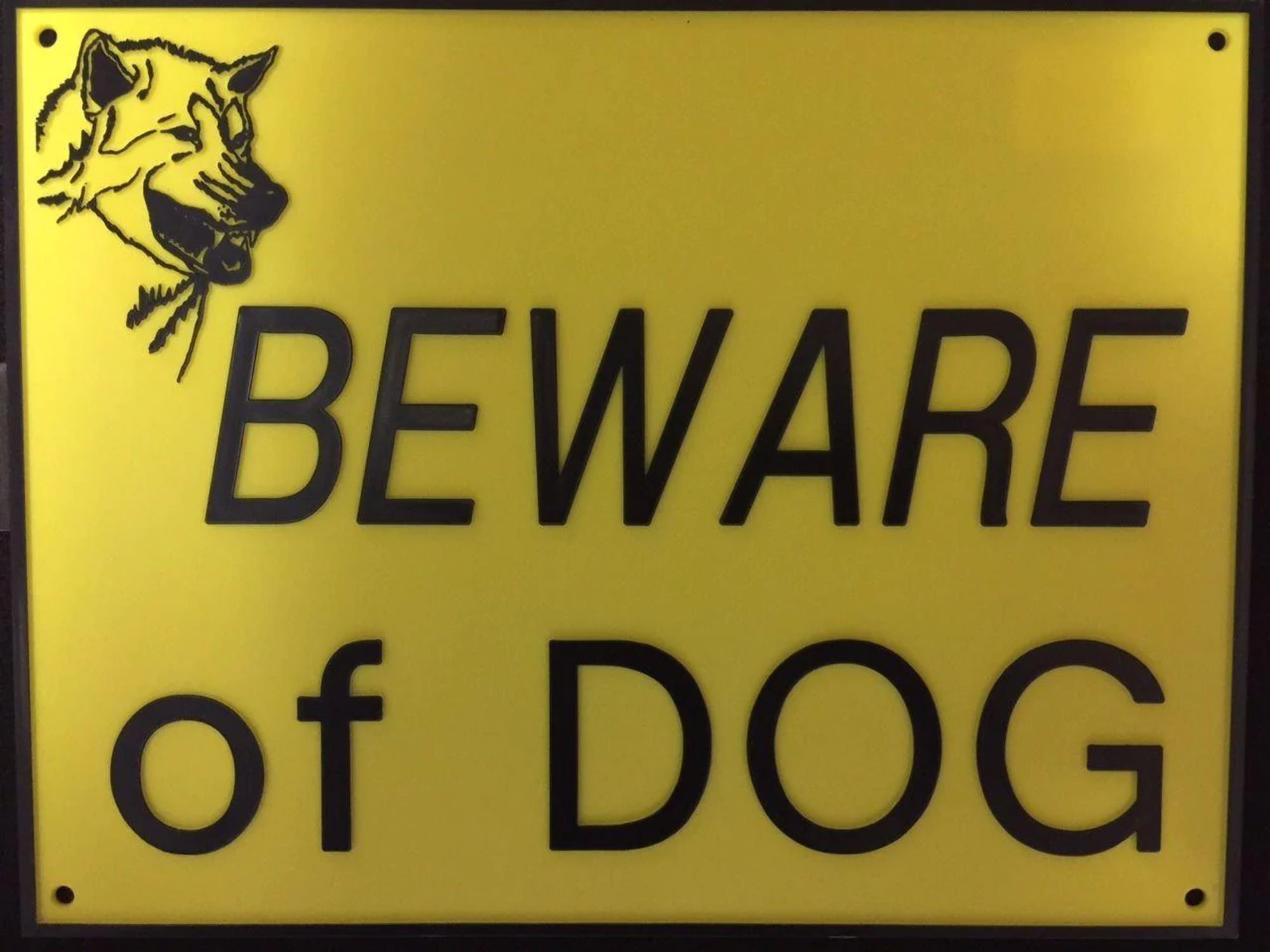 Beware Of Dog Signs Plastic Durable Visible Black or Yellow 9 x 11 or 3 ...