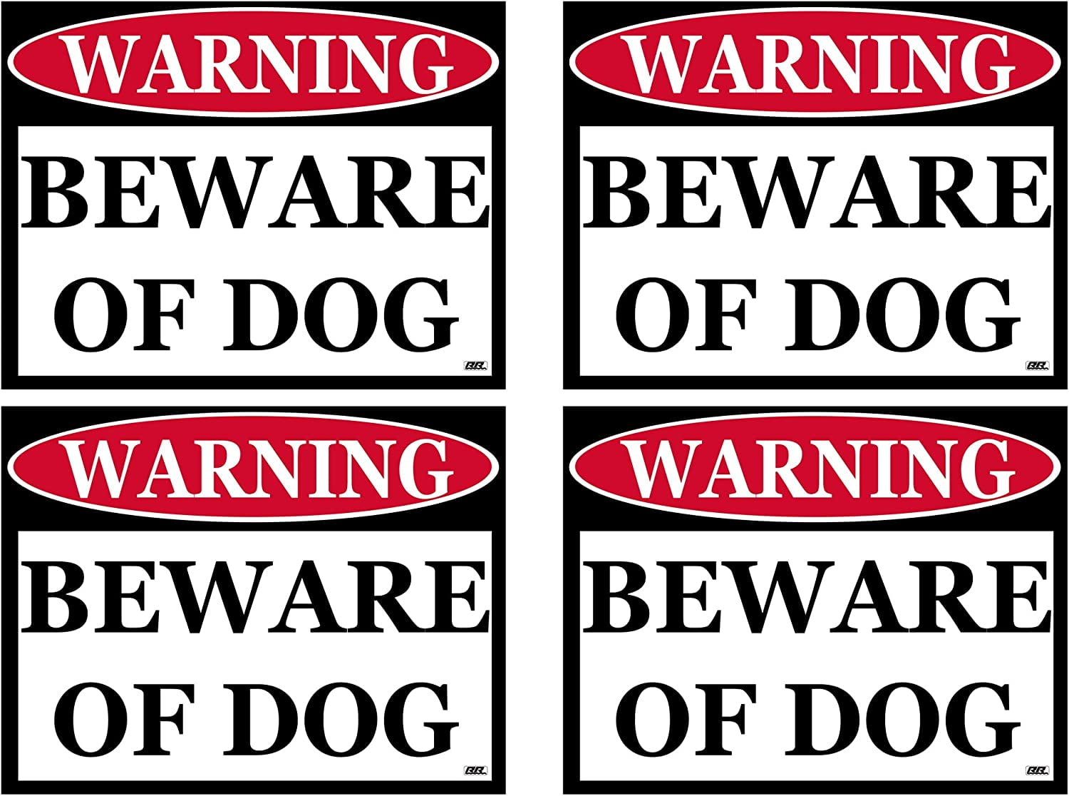 Beware Of Dog Small Pack 4 Warning Door Window Sticker Indoor Outdoor ...