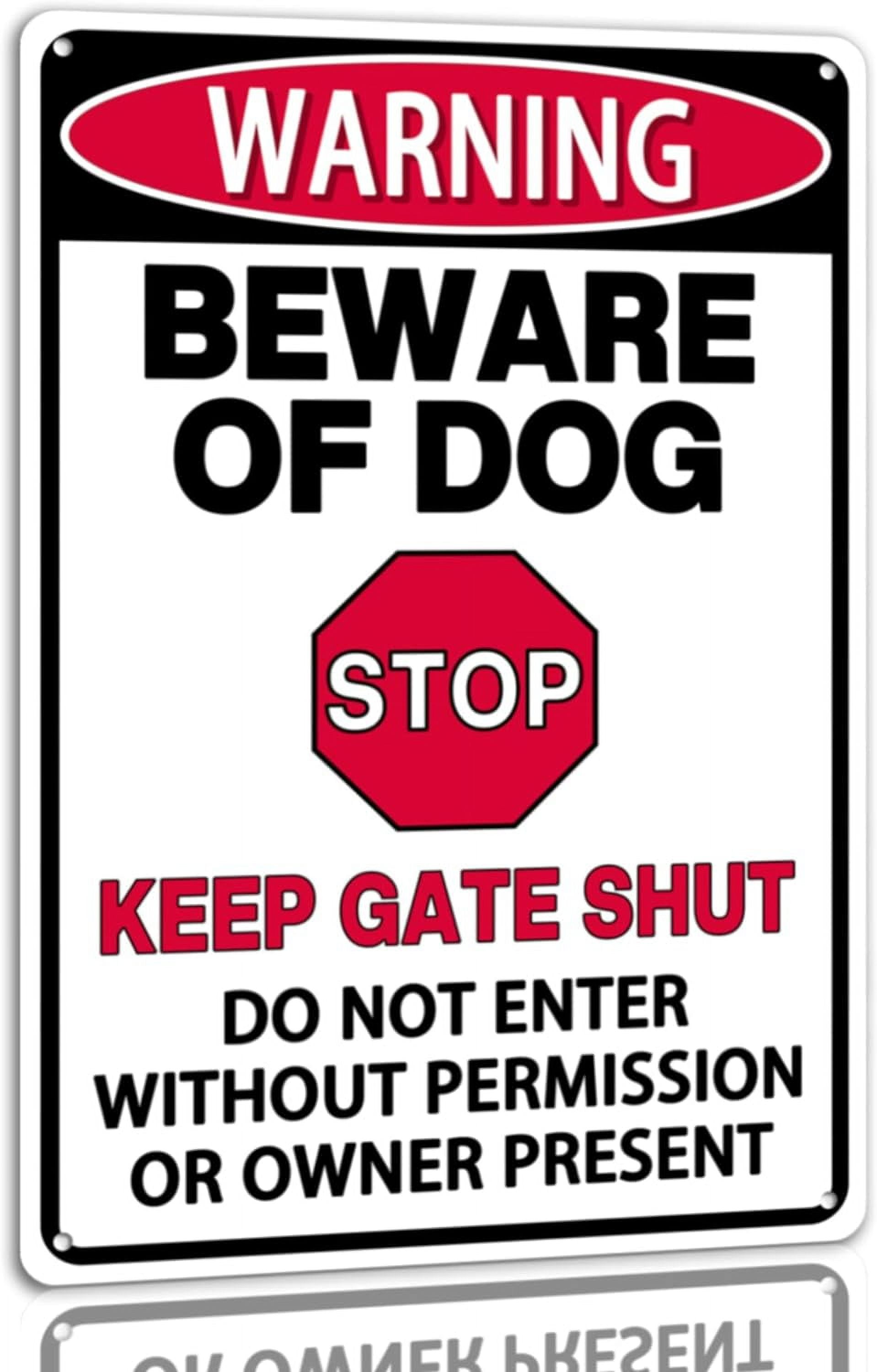 Beware Of Dog Tin Sign Warning Metal Signs Keep Gate Shut Do Not Enter ...