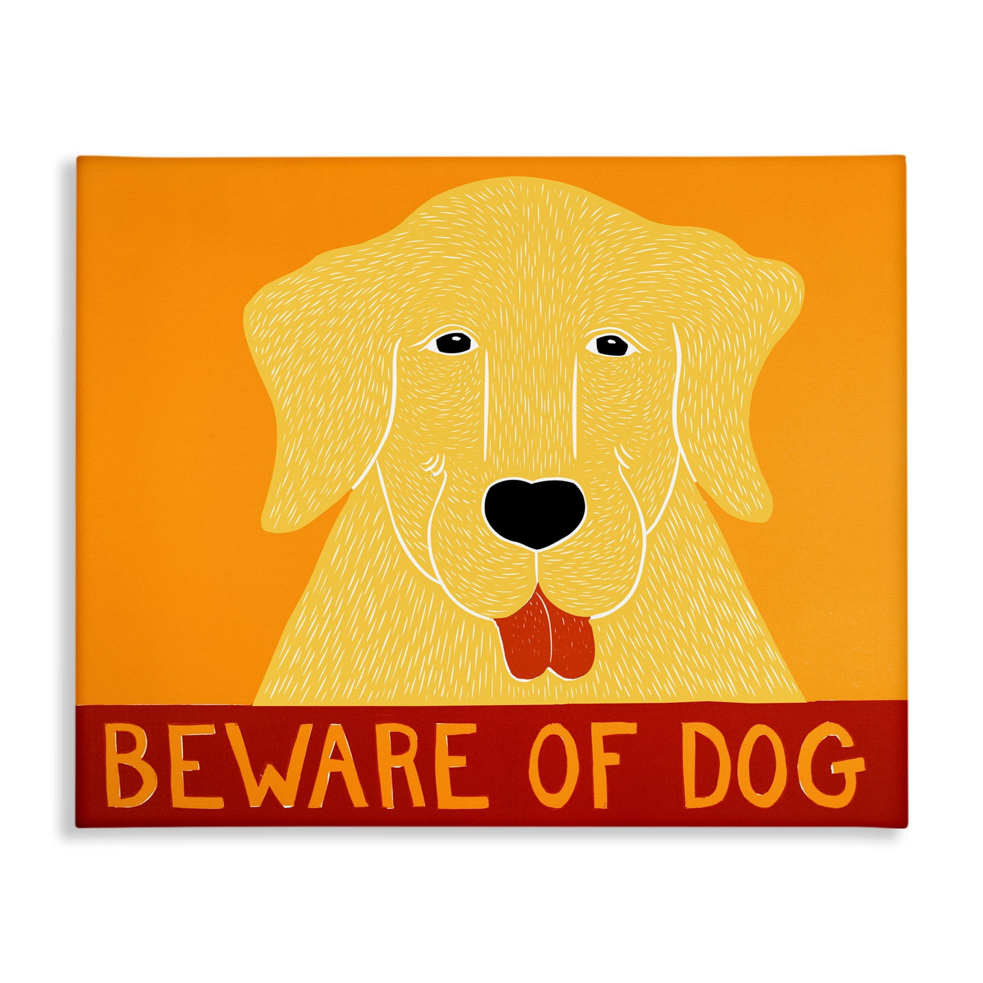 Beware Of Dog Yellow & Red Canvas Wall Art, design by Stephen Huneck ...