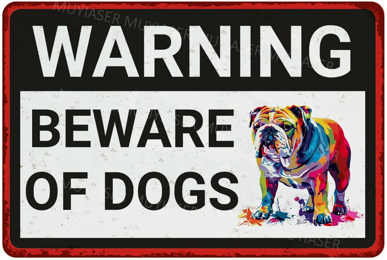 Beware Of Dogs Sign Bulldog Beware Of Dog Sign Aluminum Metal Tin Signs ...