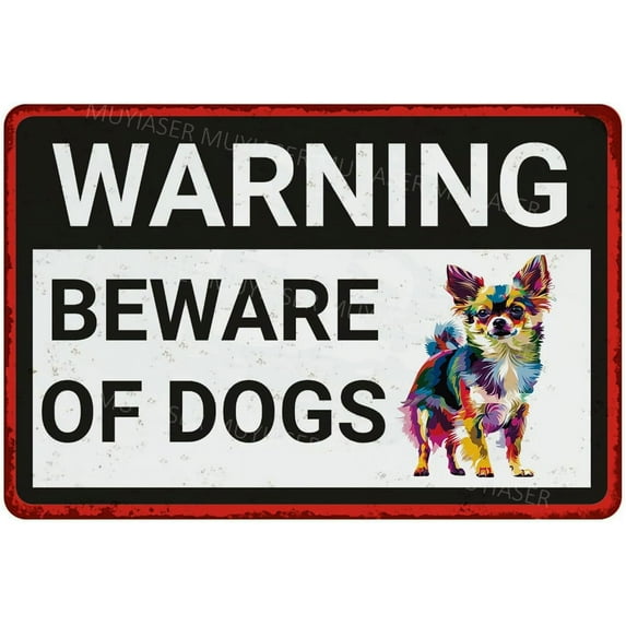 Beware Of Dogs Sign Chihuahua Beware Of Dog Sign Aluminum Metal Tin ...