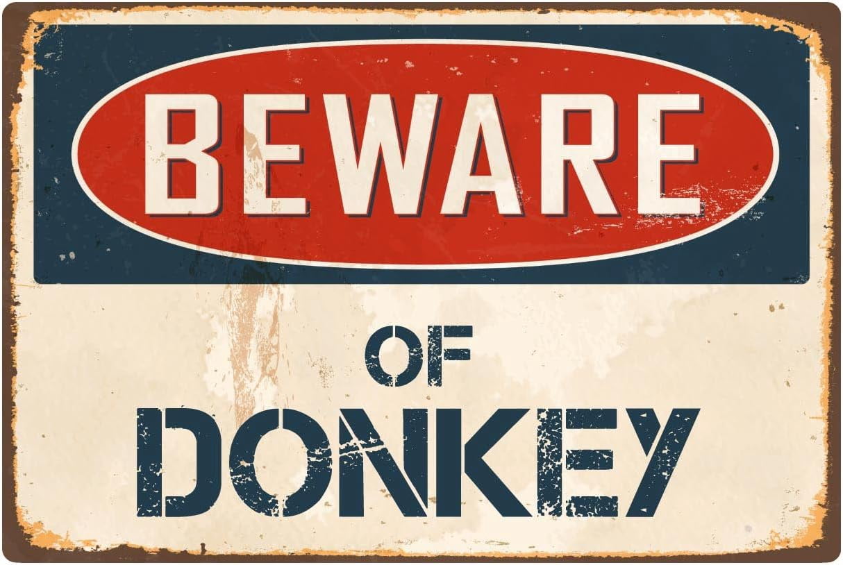 Beware Of Donkey 8” x 12” Vintage Aluminum Retro Metal Sign VS142 ...