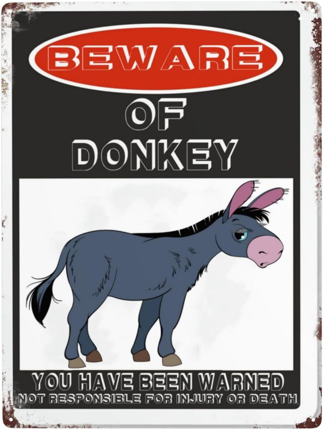Beware Of Donkey Sign,12"X 16" Rust Free Beware Of Donkey Warning Signs ...