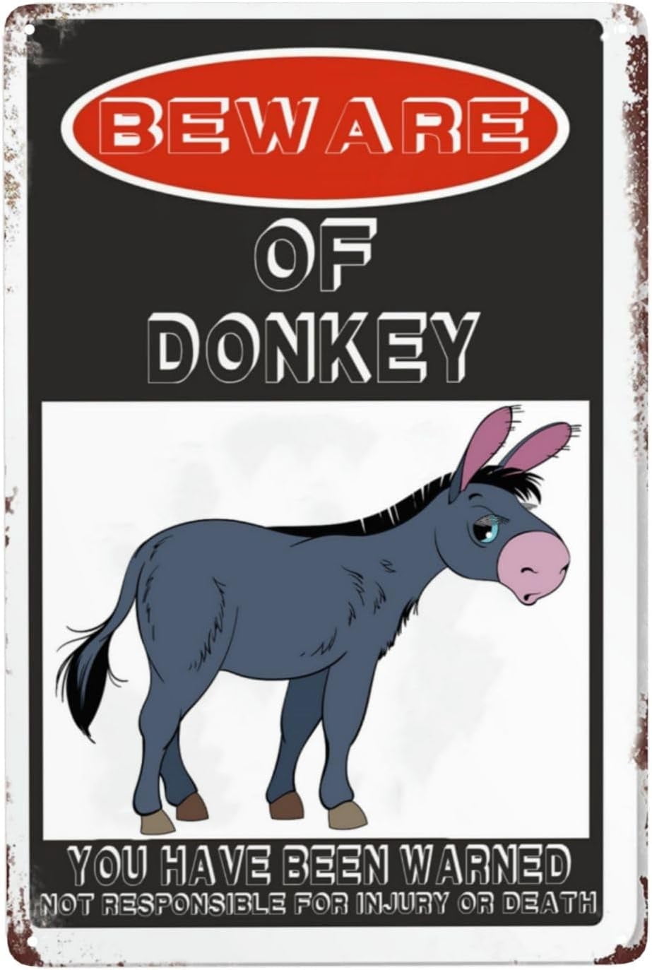 Beware Of Donkey Sign,12"X 8" Rust Free Beware Of Donkey Warning Signs ...
